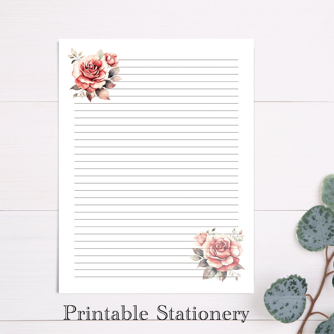 Vintage Roses Printable Stationery, Flowers, Floral Letter Writing ...