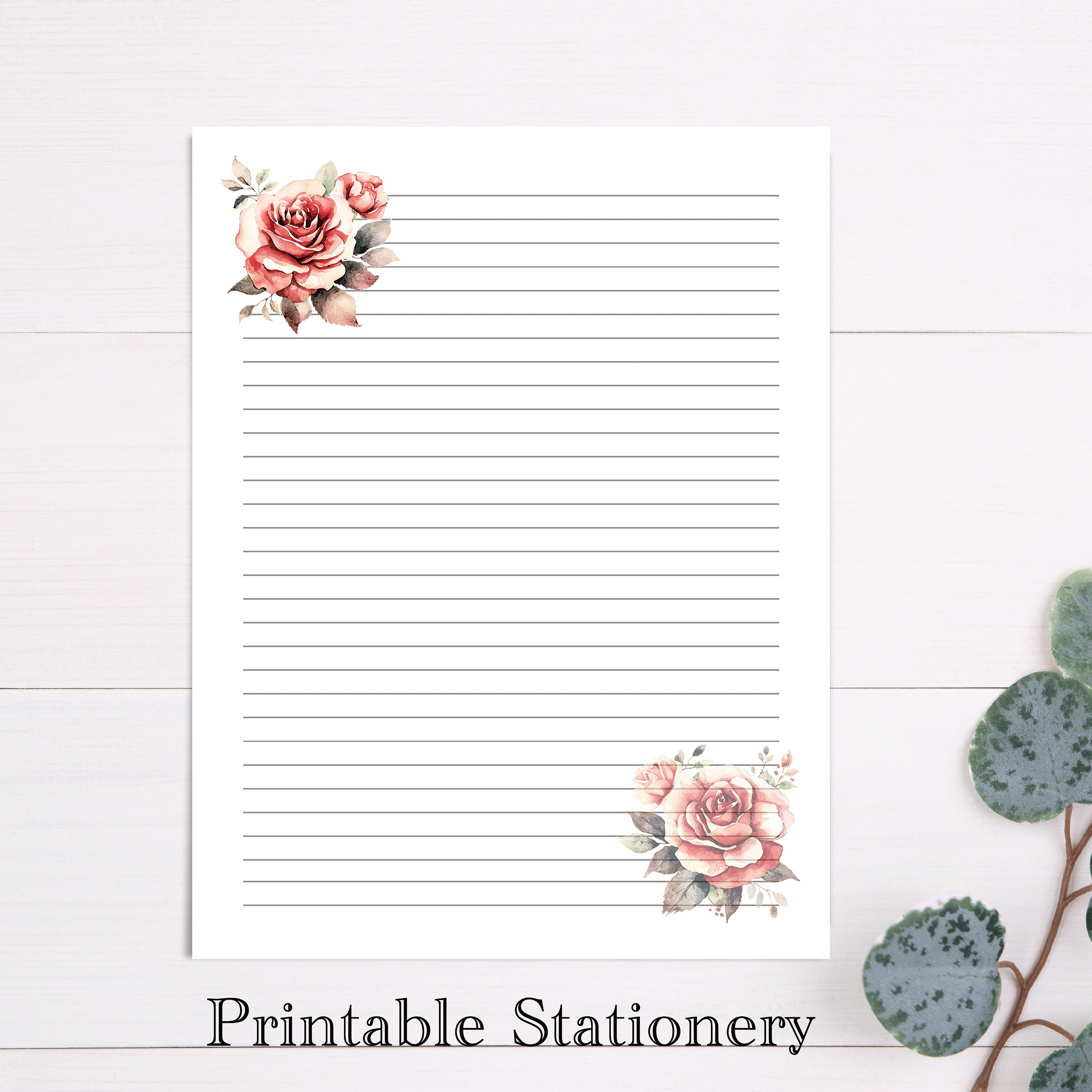 Vintage Roses Printable Stationery, Flowers, Floral Letter Writing ...