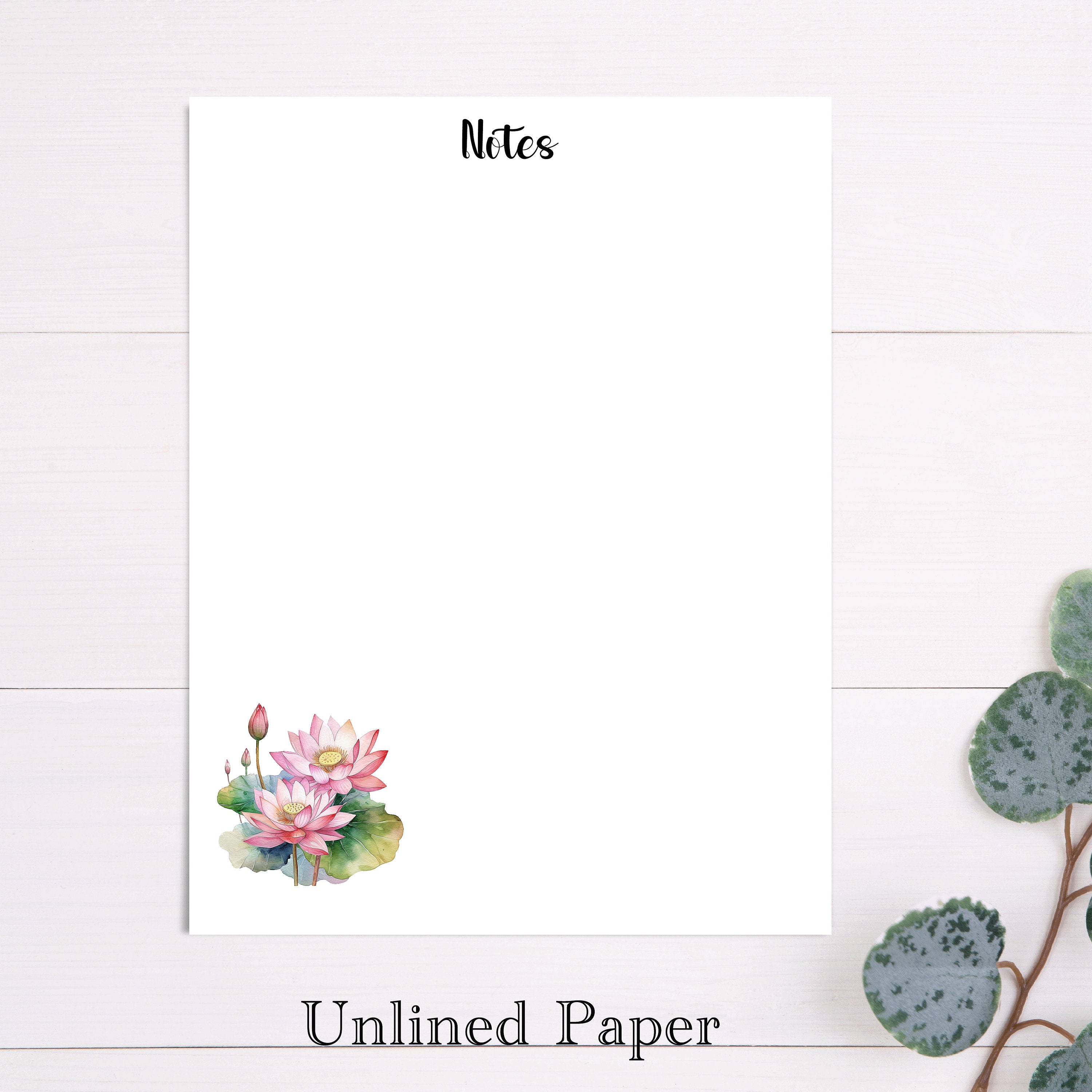Lotus Flower Printable Stationery, Floral Letter Writing Paper, Floral ...