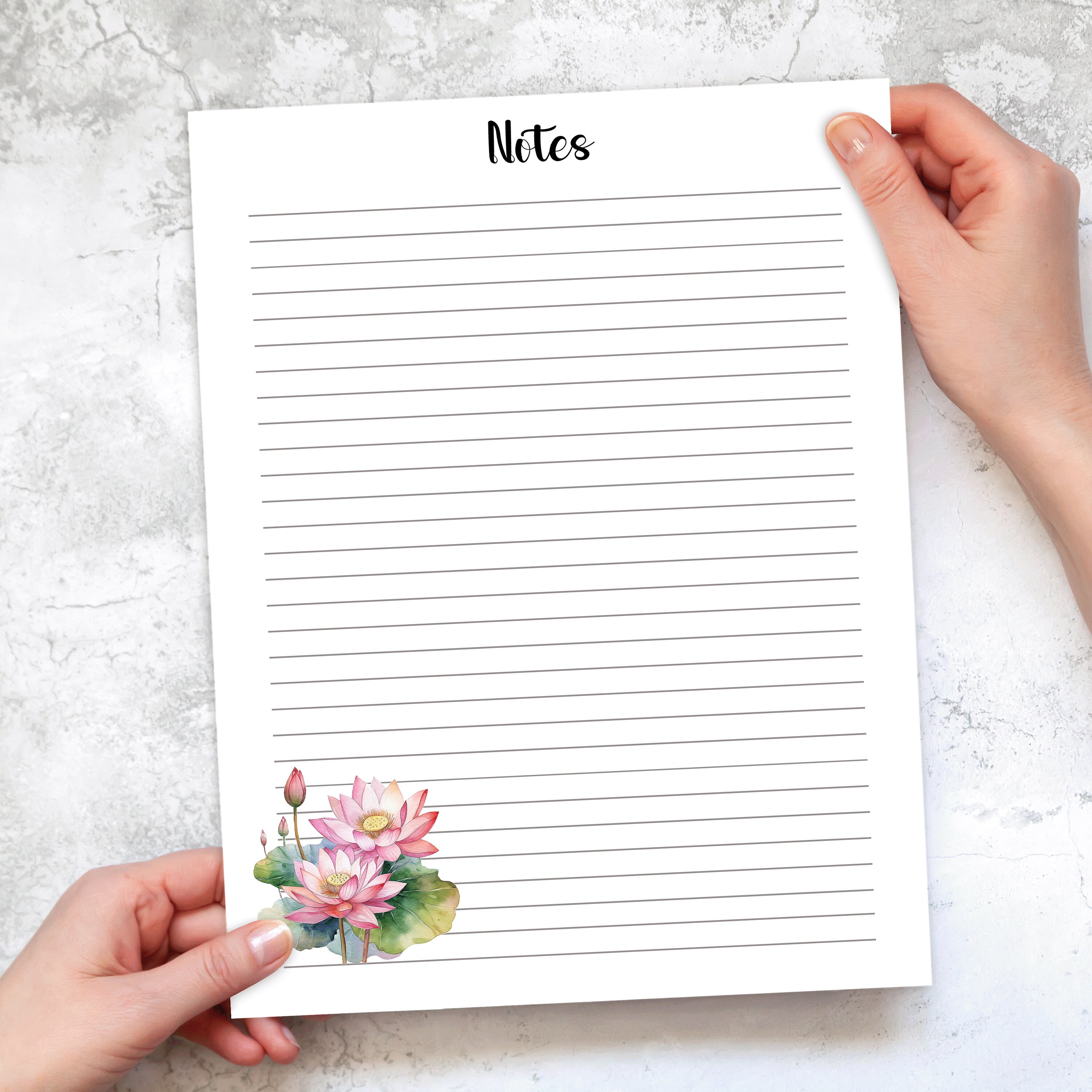 Lotus Flower Printable Stationery, Floral Letter Writing Paper, Floral ...