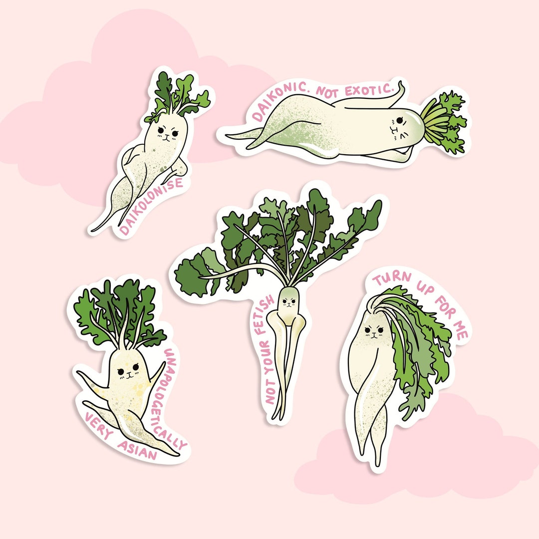 Sexy Daikon Laminated Glossy Vinyl Stickers - Etsy