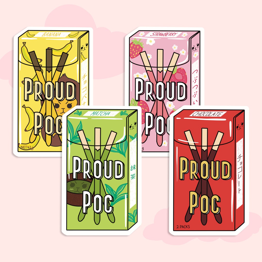 Proud POC Laminated Glossy Vinyl Sticker Chocolate/ Strawberry/ Banana ...