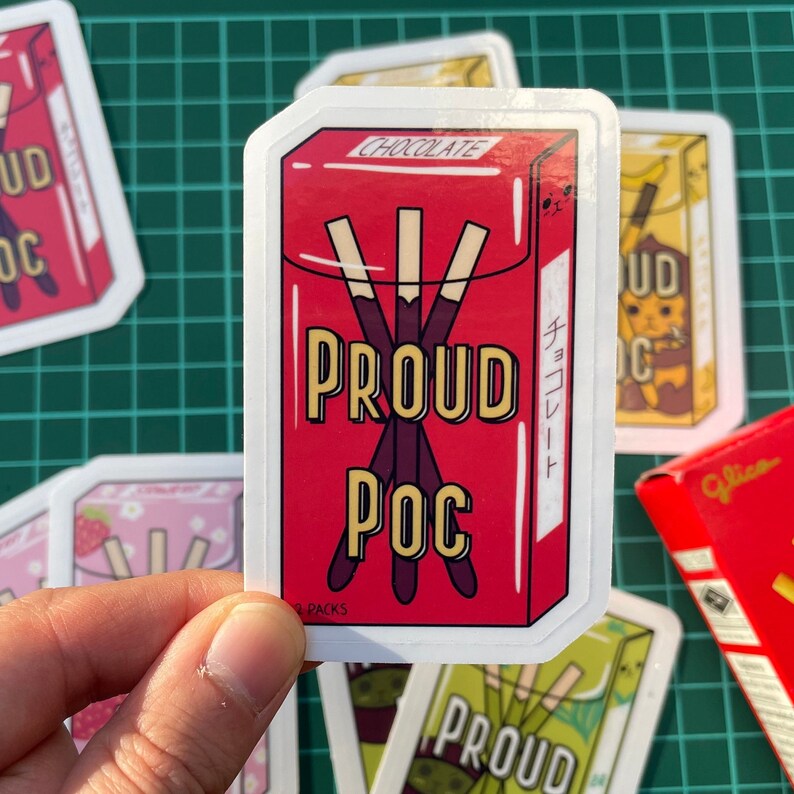 Proud POC Laminated Glossy Vinyl Sticker Chocolate/ Strawberry/ Banana ...