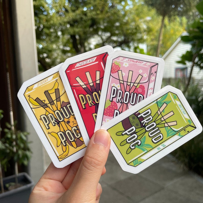 Proud POC Laminated Glossy Vinyl Sticker Chocolate/ Strawberry/ Banana ...