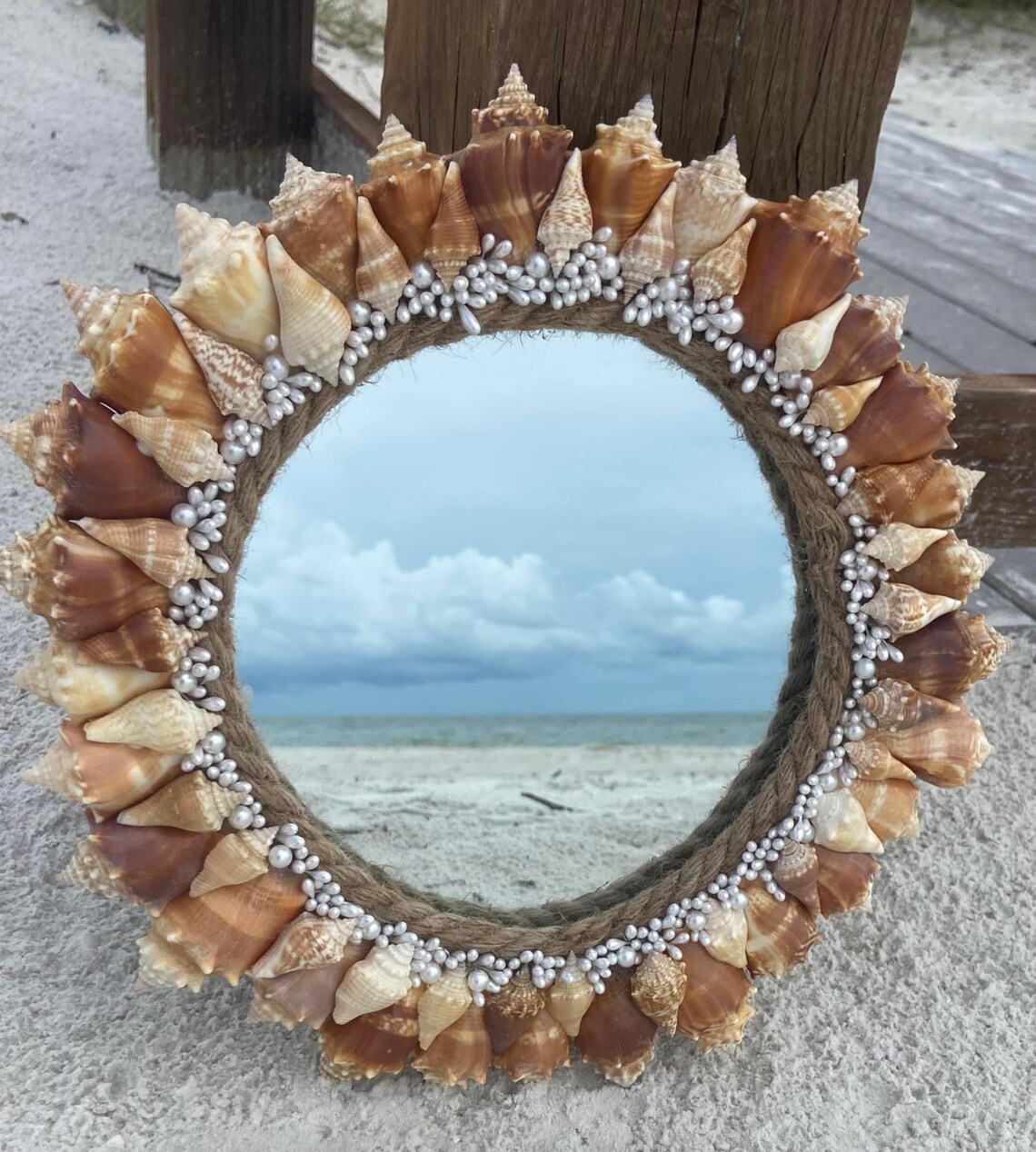 11 Seashell Conch Mirror Nautical Decor, Coastal Living, Seashell Decor ...