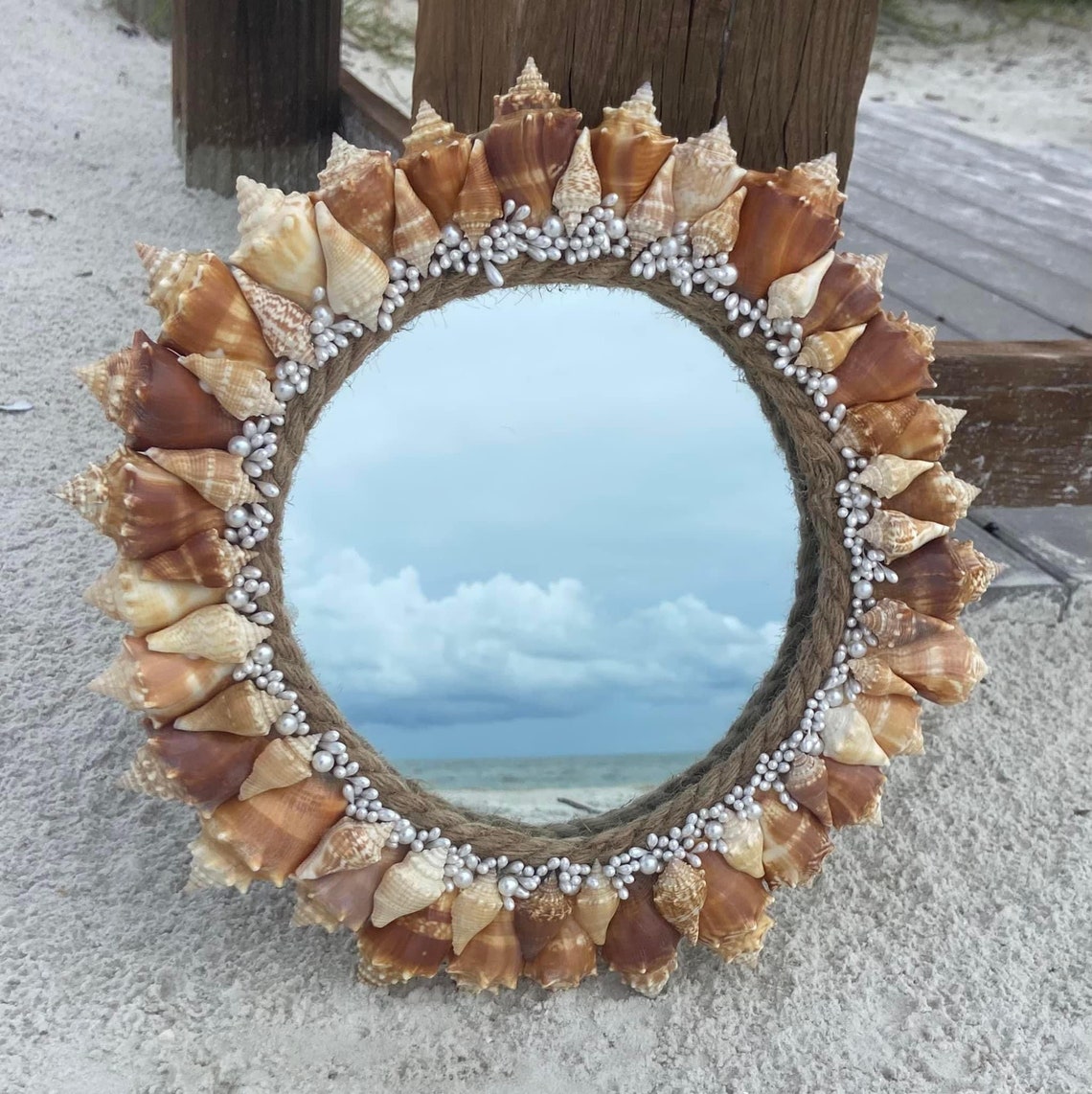 11 Seashell Conch Mirror Nautical Decor Coastal - Etsy