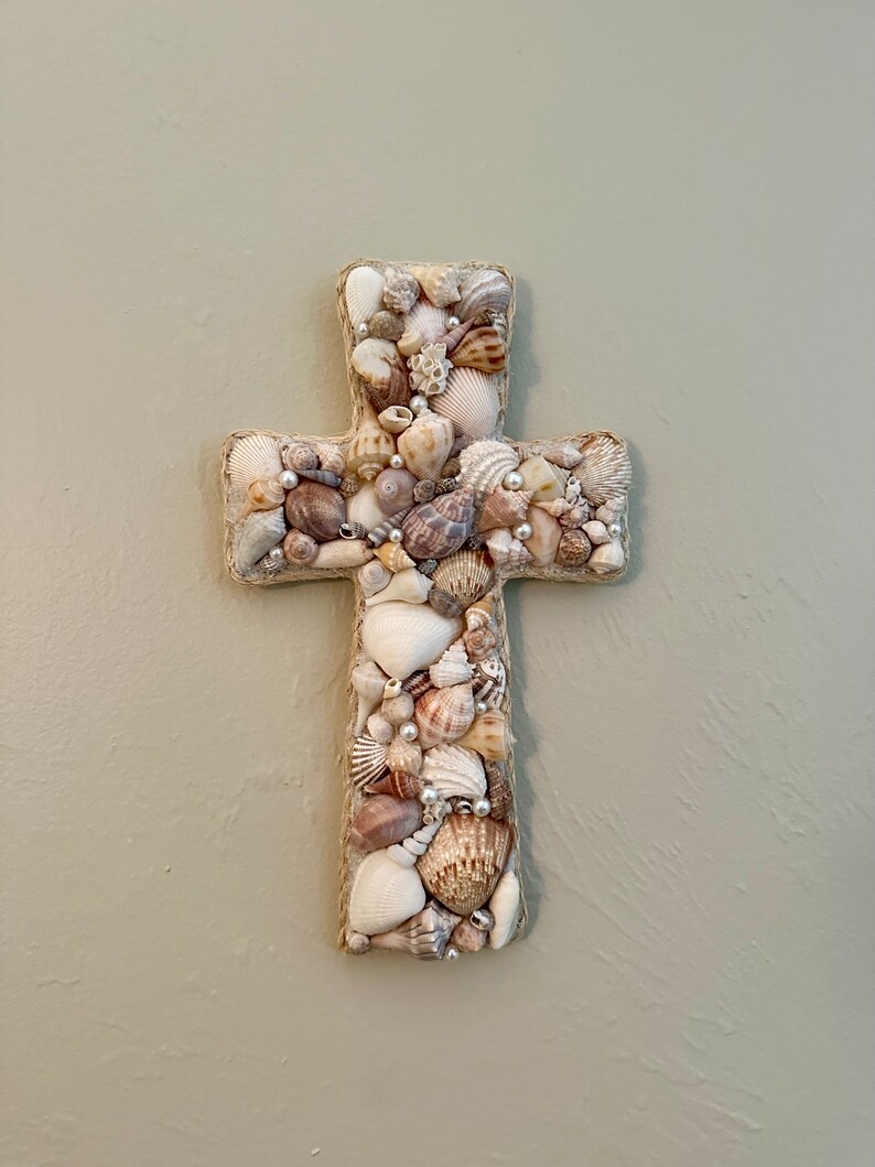 11.5 Seashell Cross With Rope Easter Gift, Coastal Decor, Beach Wedding ...