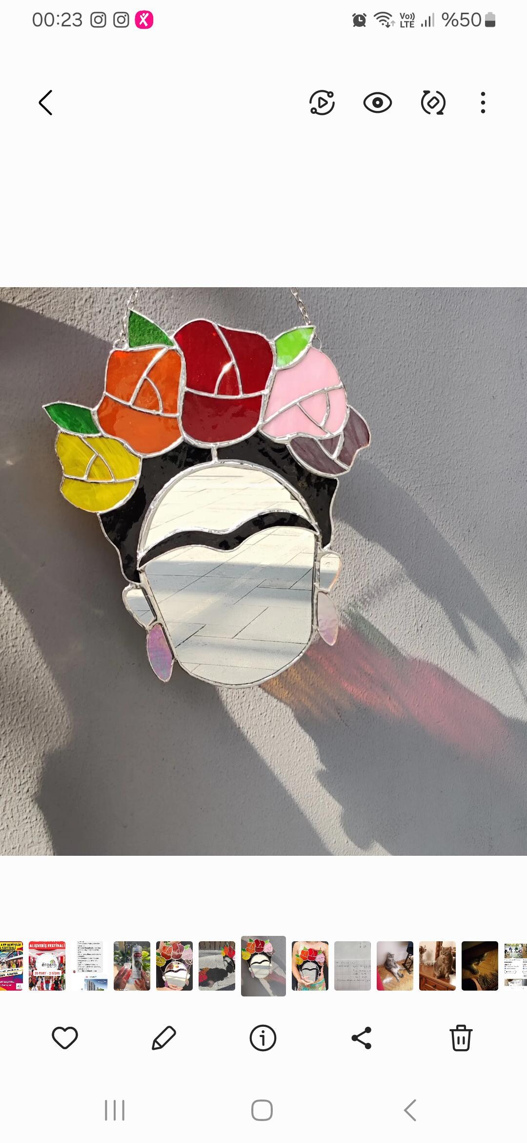 Espejo de pared Frida Kahlo, vitral de Frida Kahlo para colgar en la ...