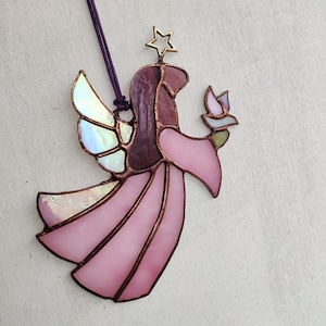 Stained Glass Angel Suncatcher, Guardian Angel Ornament, Art Window ...
