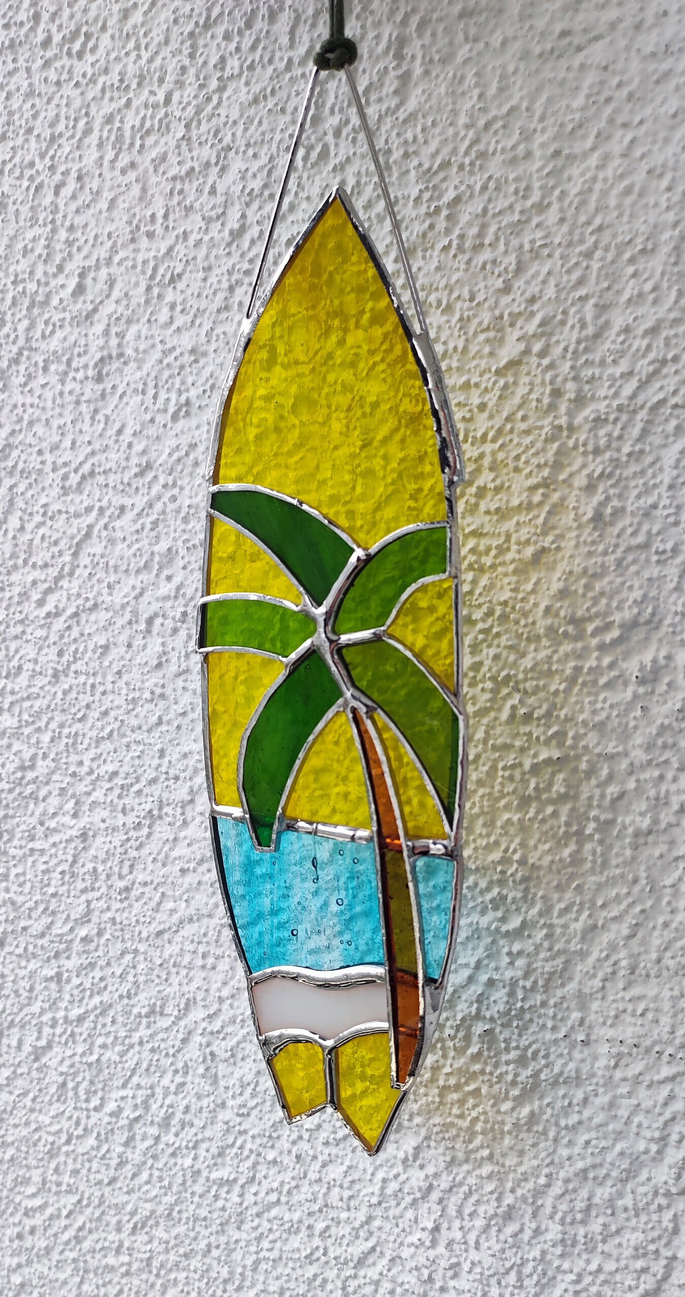 Stained Glass Surfboard Suncatcher, Hawaii Beach Decor, Sea Life Wall ...