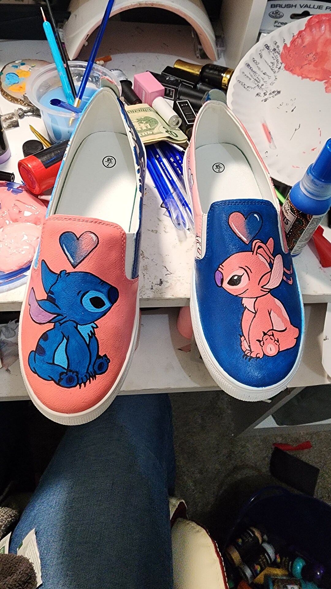 Hand Painted Stitch and Female Stitch Shoes. Womens Size 7 - Etsy
