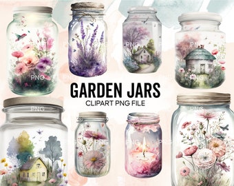 Watercolour Magic Fairy Garden Jars Clipart Fantasy PNG Digital Image ...