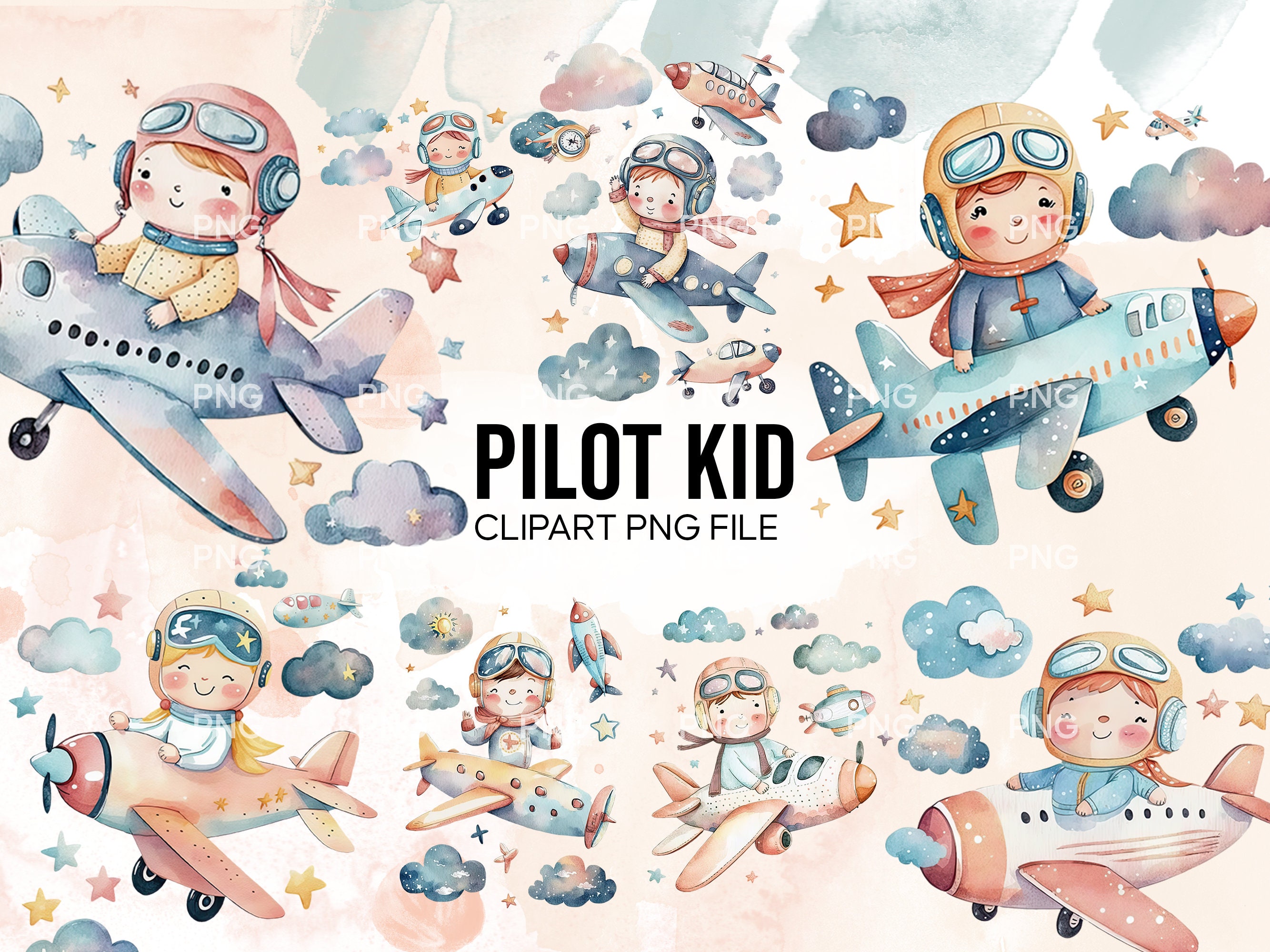 Little Aviator Clipart Airplane Clipart Pilot Clipart Air - Etsy