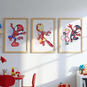 Spidey and His Amazing Friends WALL ART Prints, Gallery Wall Art, Set ...