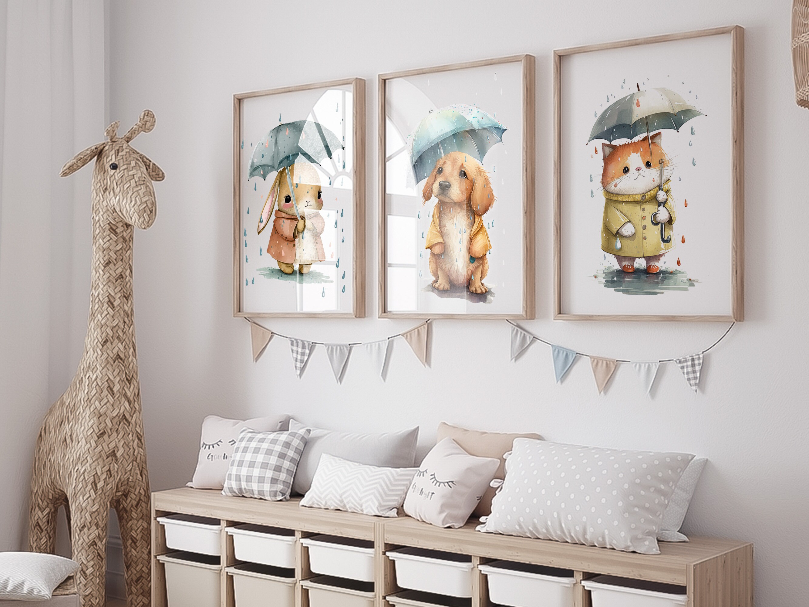 Watercolor Baby Animals Clipart: Elephant, Bear, Owl, and Raccoon in ...