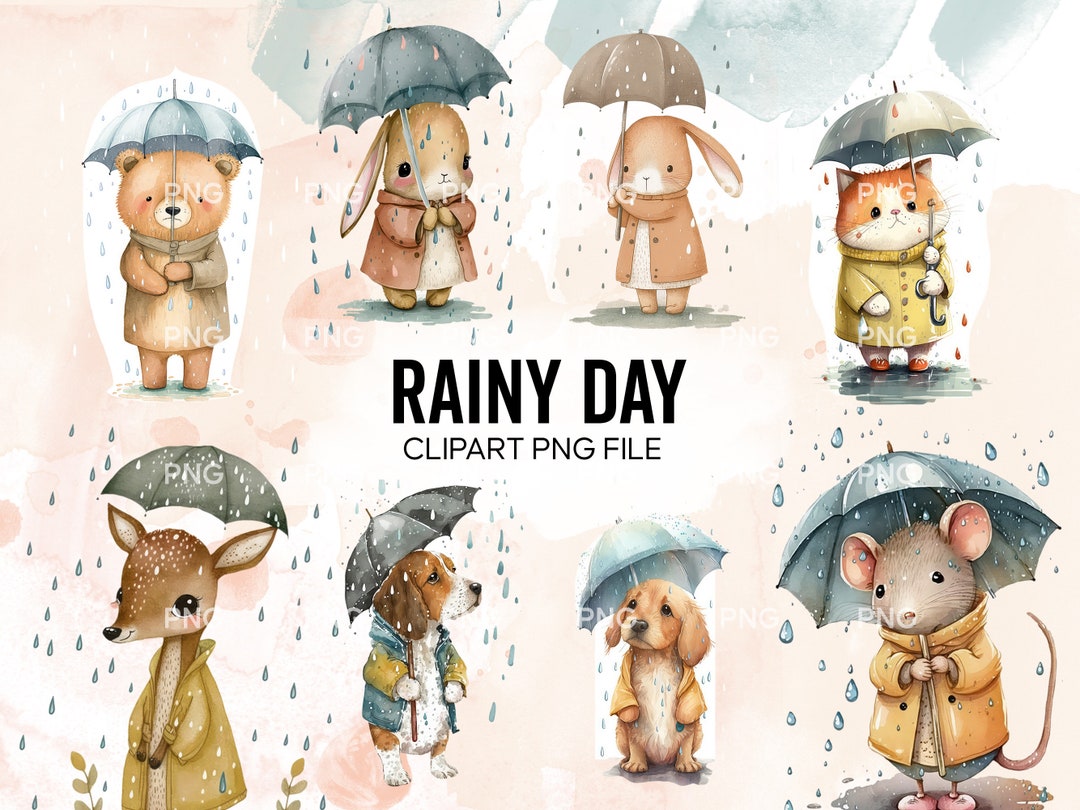 Watercolor Baby Animals Clipart: Elephant, Bear, Owl, and Raccoon in ...
