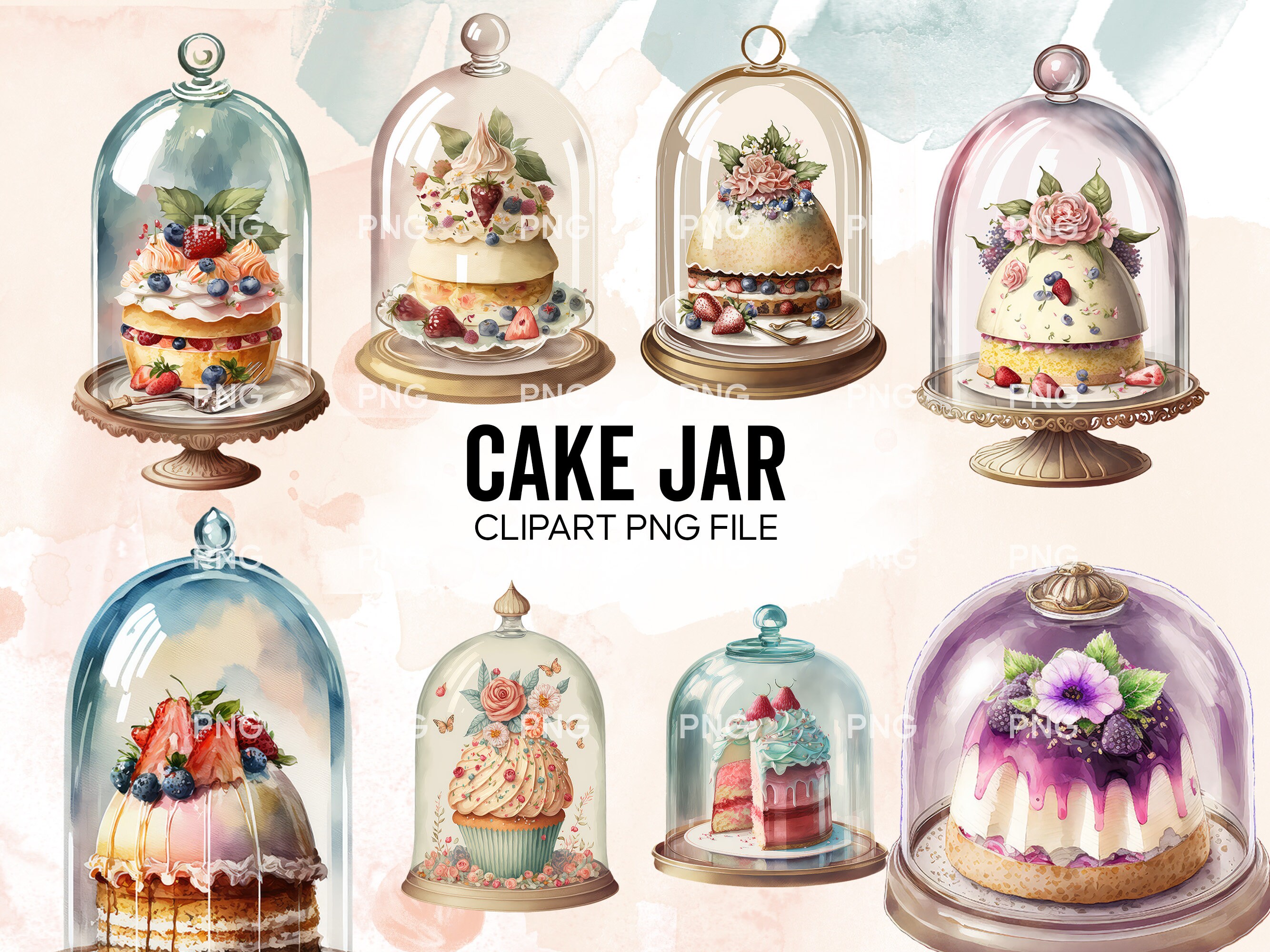 Watercolour Cupcake Stand Clipart Birthday Cake PNG Digital Image ...