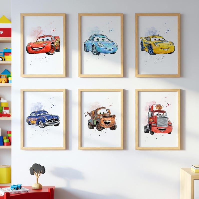 6 Lightning Mcqueen Cars Movie Poster Prints, Wall Art Decor, Nursery ...