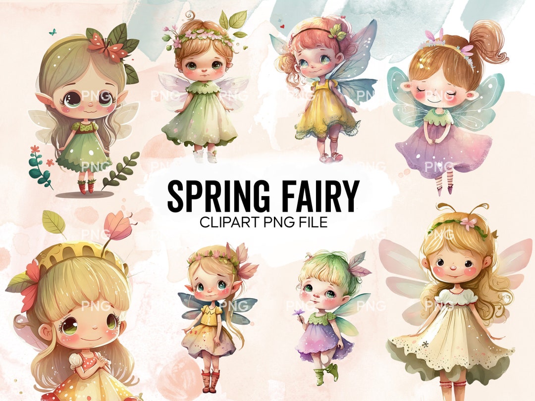 10 Fairy Watercolor Clipart Png Whimsical Clip Art Cute - Etsy