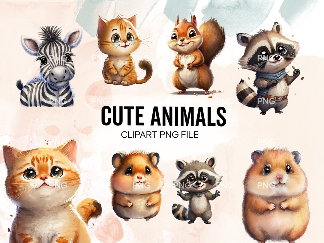 9 Watercolor Baby Woodland Animals Clipart, Forest Animals PNG Digital Image Downloads for Card ...