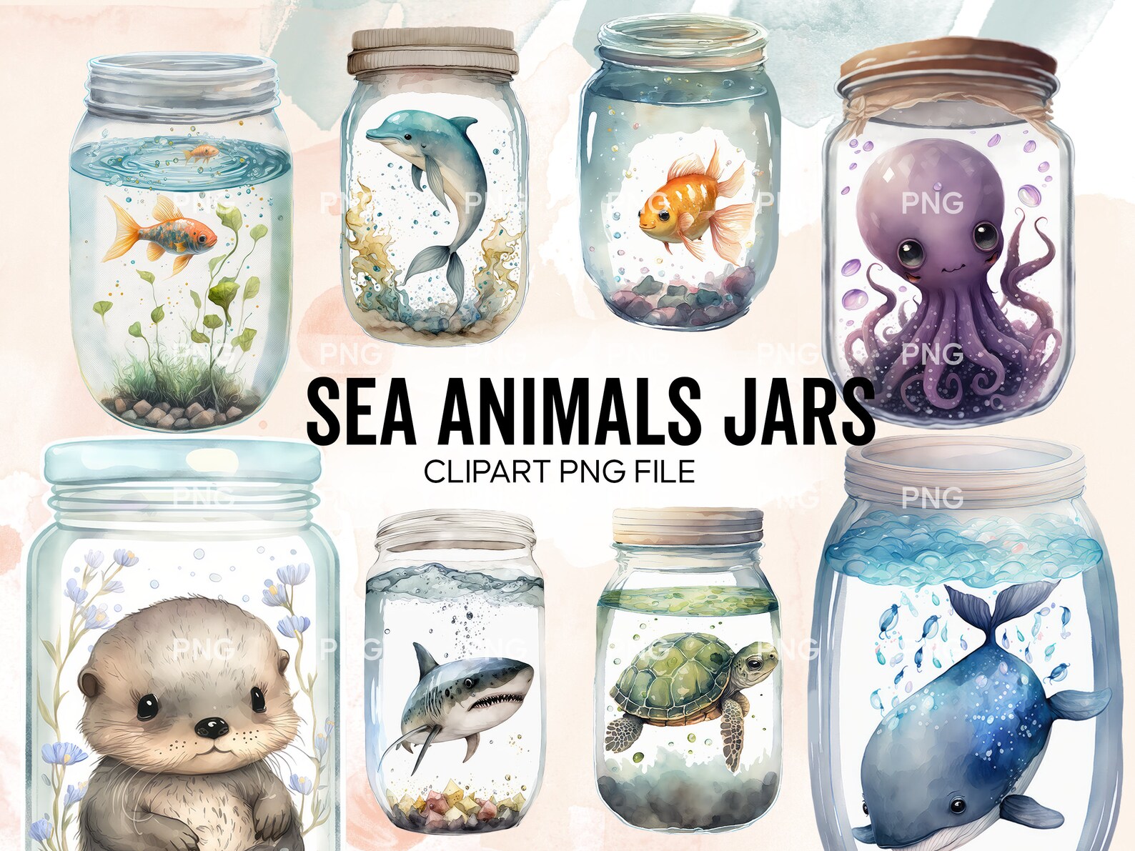 Fish Clipart, Watercolor Fish Under the Sea Clip Art, Dolphin Clipart ...