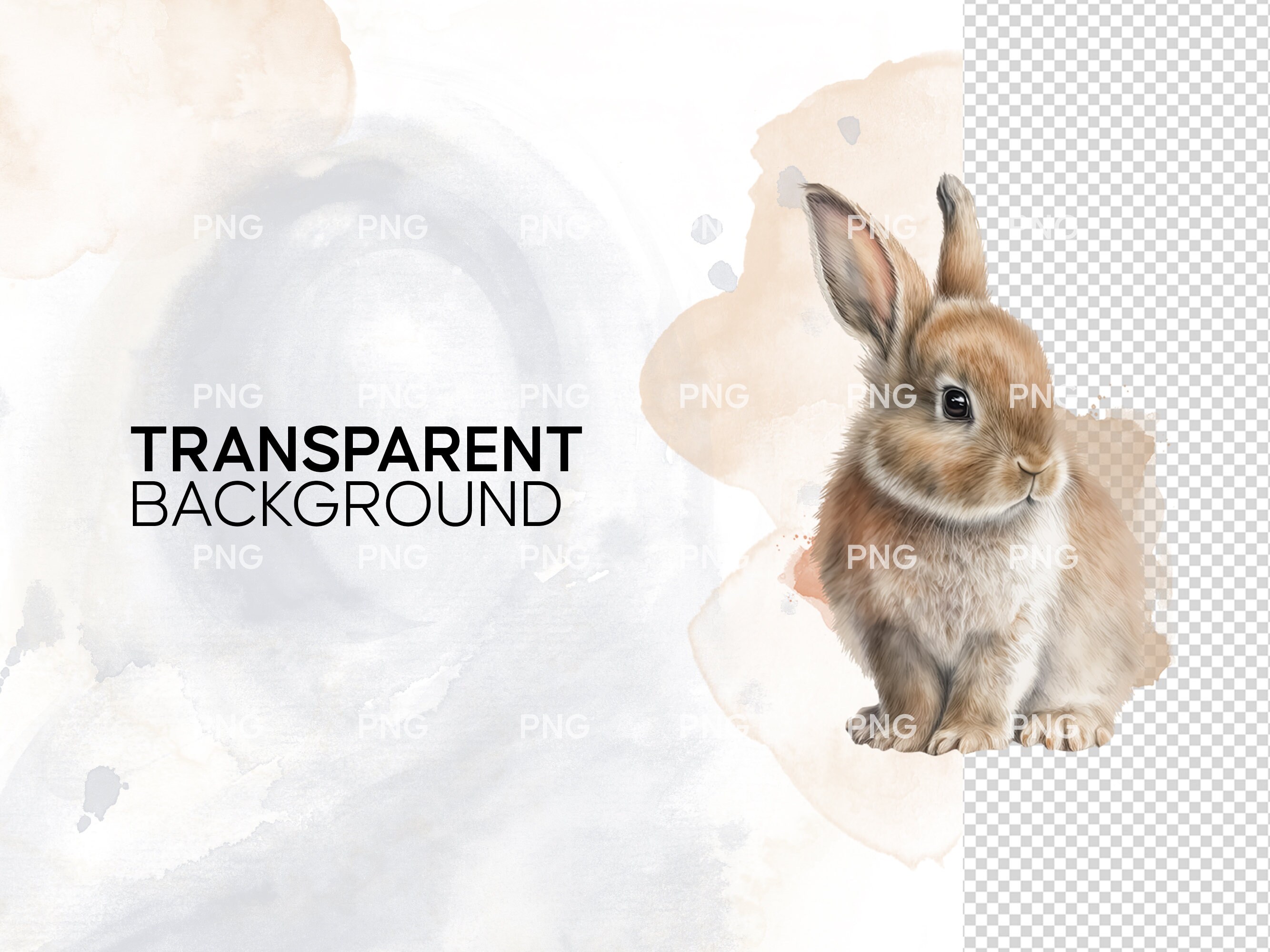 Watercolour Pastel Easter Clipart Easter Bunnies PNG Digital - Etsy