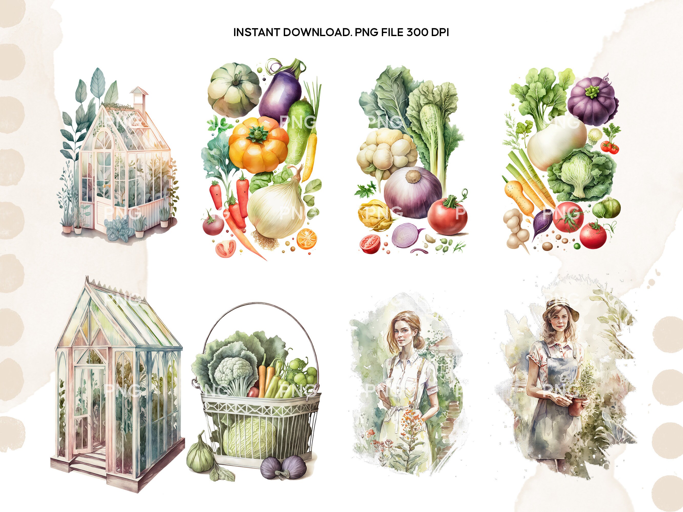 Vegetable/fruit Clip Art Veggie Clipart Bundle of 5 Garden - Etsy