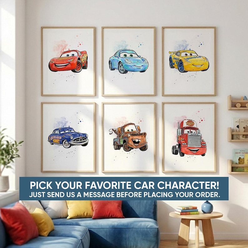 6 Lightning Mcqueen Cars Movie Poster Prints, Wall Art Decor, Nursery ...