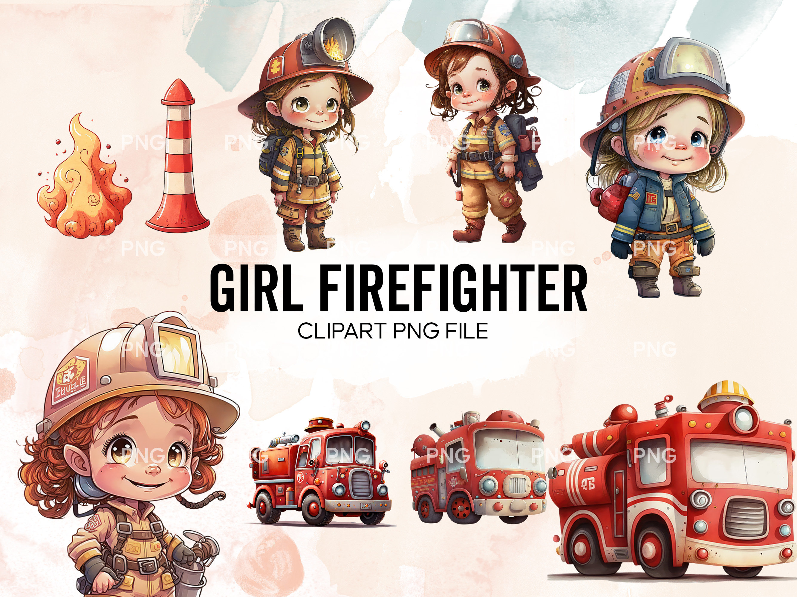 Clip Art Firefighters Girls