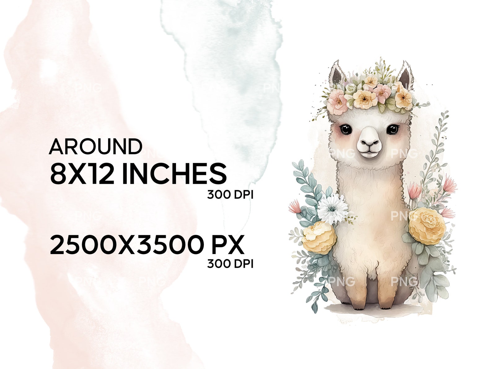 Watercolor Spring Llama Clipart Easter Llamas PNG Digital Image ...