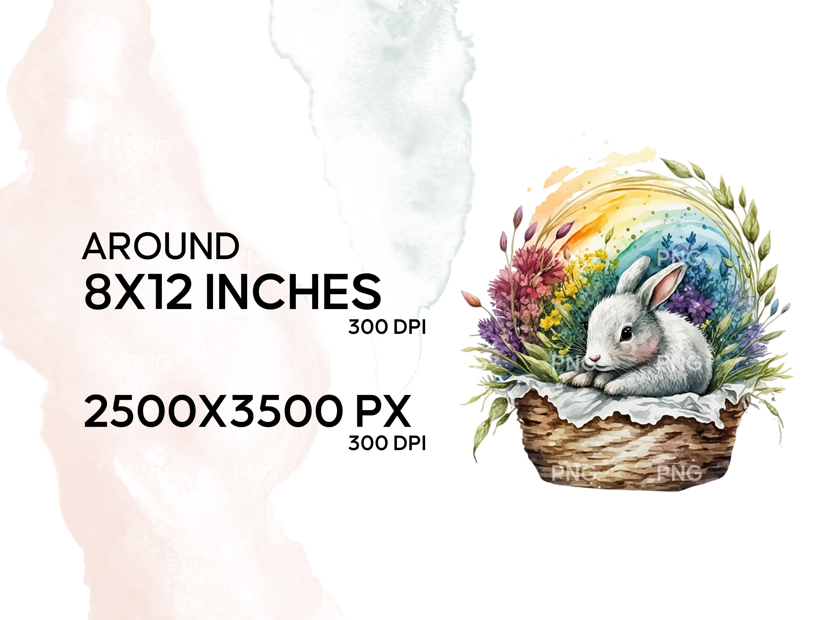 Watercolour Pastel Easter Clipart Easter Bunnies PNG Digital - Etsy