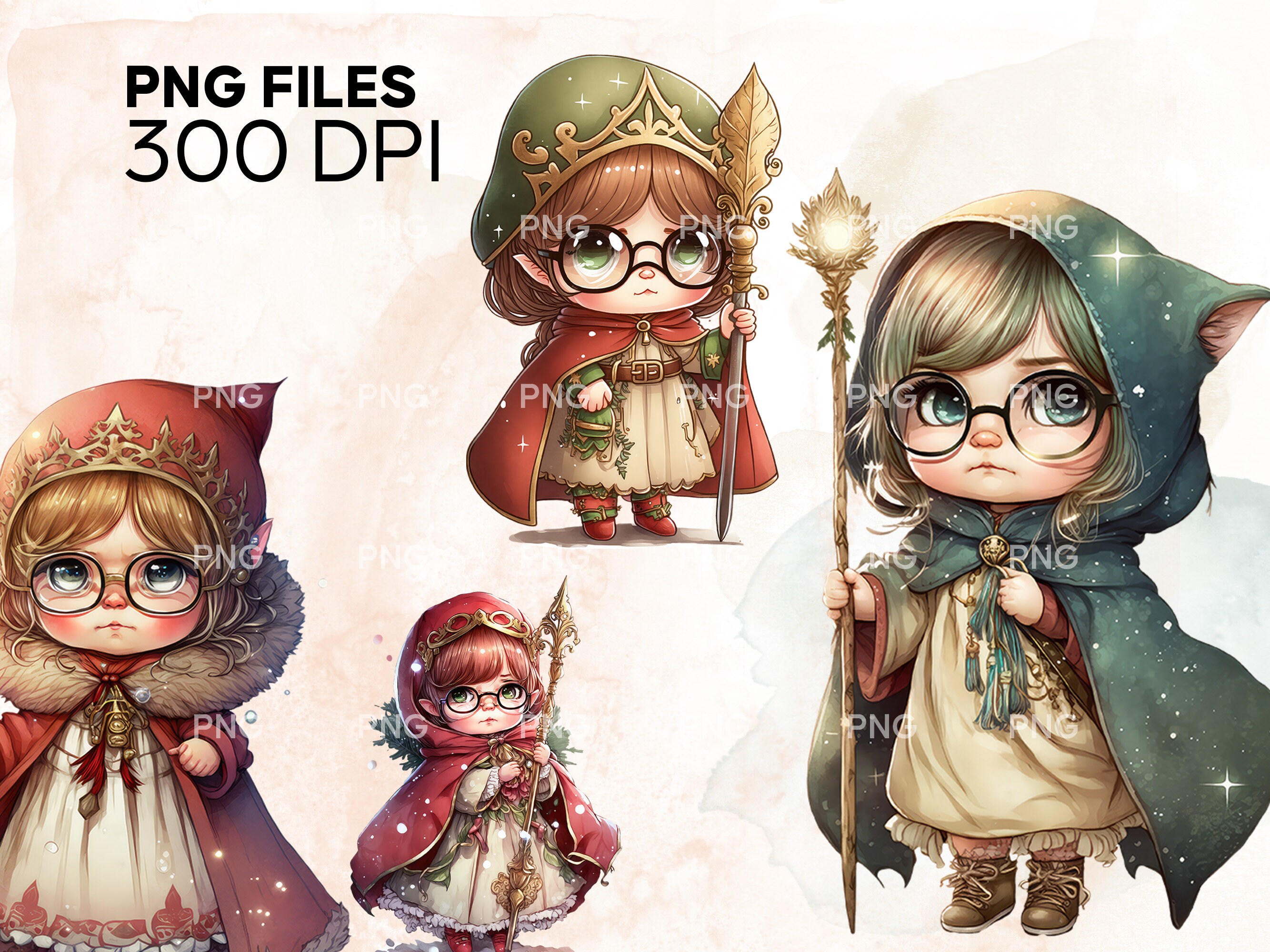 Watercolor Wizard Girls Clipart BA144 - Etsy