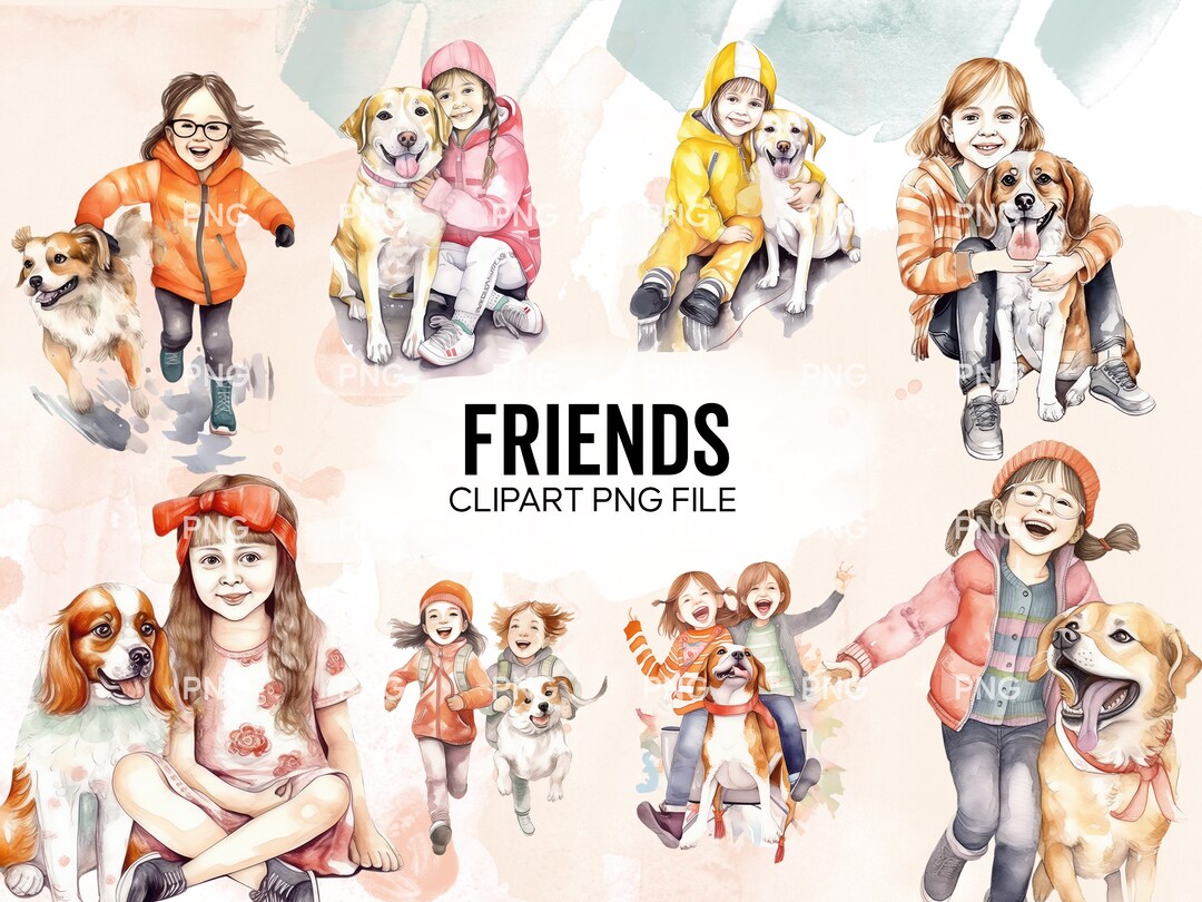 Watercolour Friends Clipart, Friends School PNG Digital Image Downloads ...