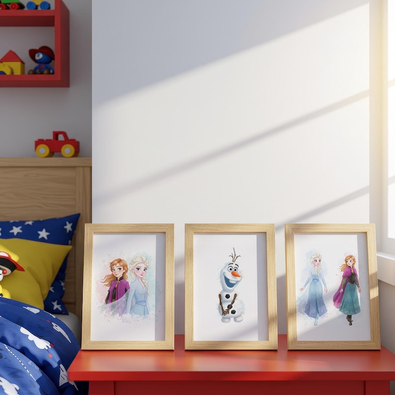 Set of 6 Drawing Frozen Wall Art - Frozen Poster Set, Girls Room Decor ...
