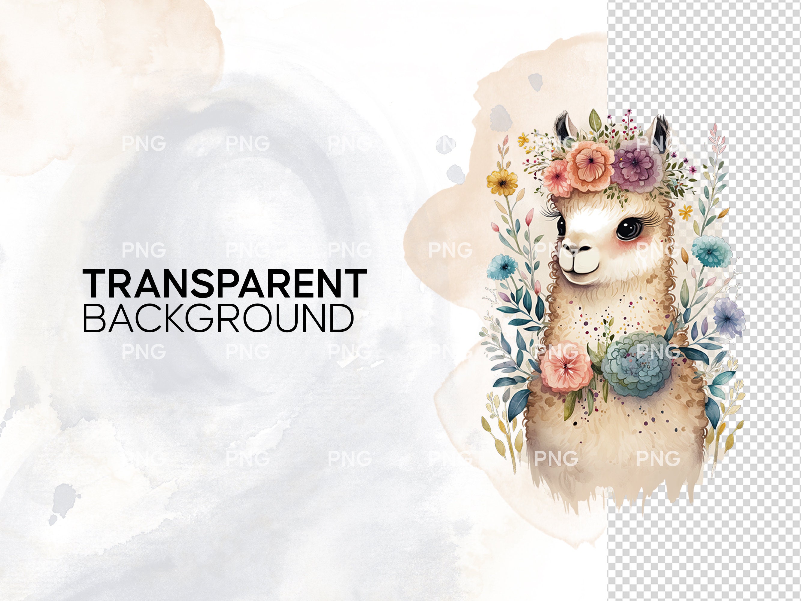 Watercolor Spring Llama Clipart Easter Llamas PNG Digital Image ...