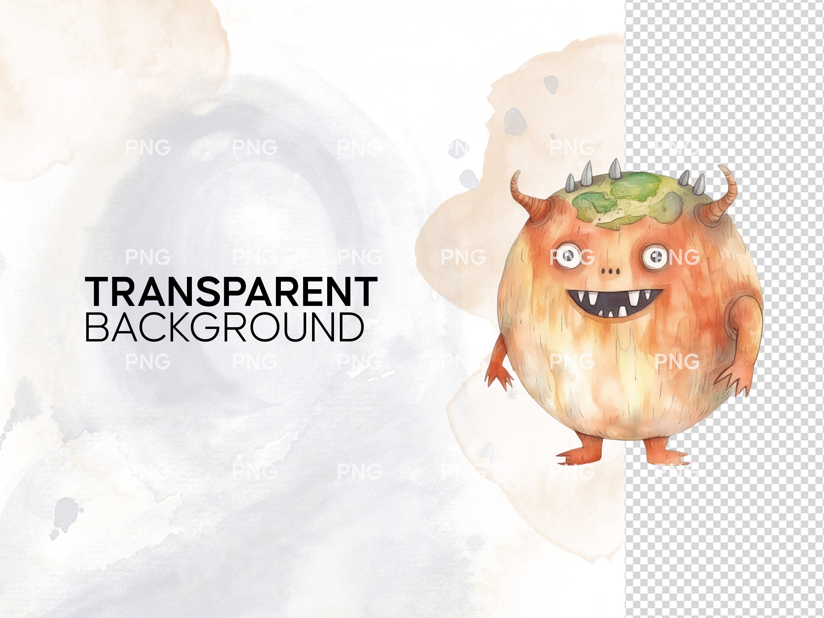 10 Cute Little MONSTER Clipart With Watercolor Illustration - Etsy