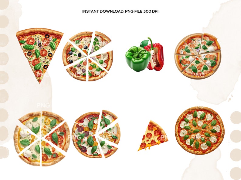Pizza Art Pizza Clipart Watercolor Pizza PNG Food - Etsy