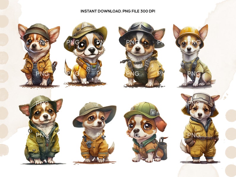 Watercolour Farmyard DOGS, Clipart PNG Digital Image Downloads for Card Making, Scrapbook, Junk ...