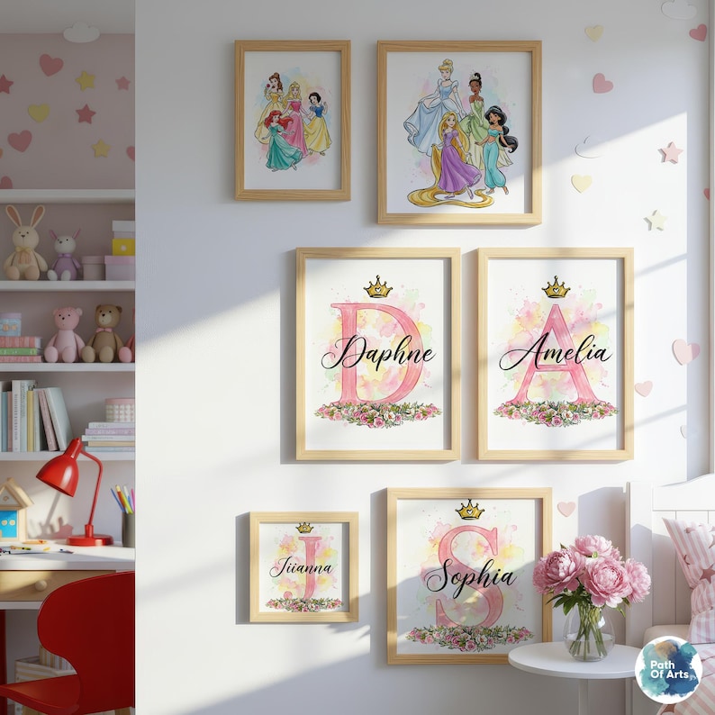 Personalized Princess Wall Art Prints, Girls Room Decor, Set of 3 ...