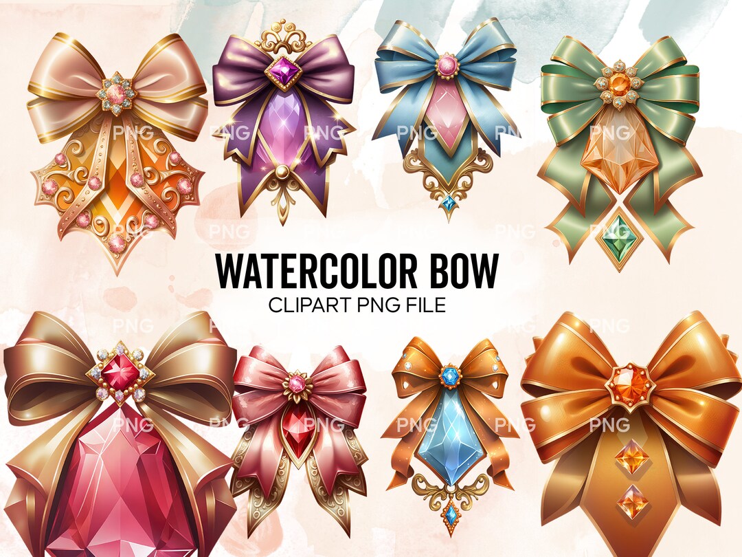 Bows Fantasy Art Watercolor Bow PNG Watercolor Bow Watercolor Bowtie ...