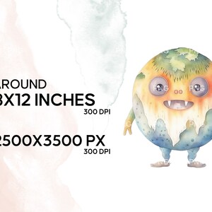 10 Cute Little MONSTER Clipart With Watercolor Illustration BA130 - Etsy