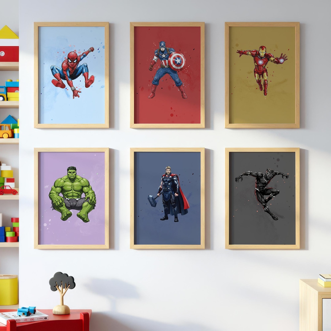 Watercolor Superhero WALL ART Prints, Set of 6 Downloadable Prints, the ...