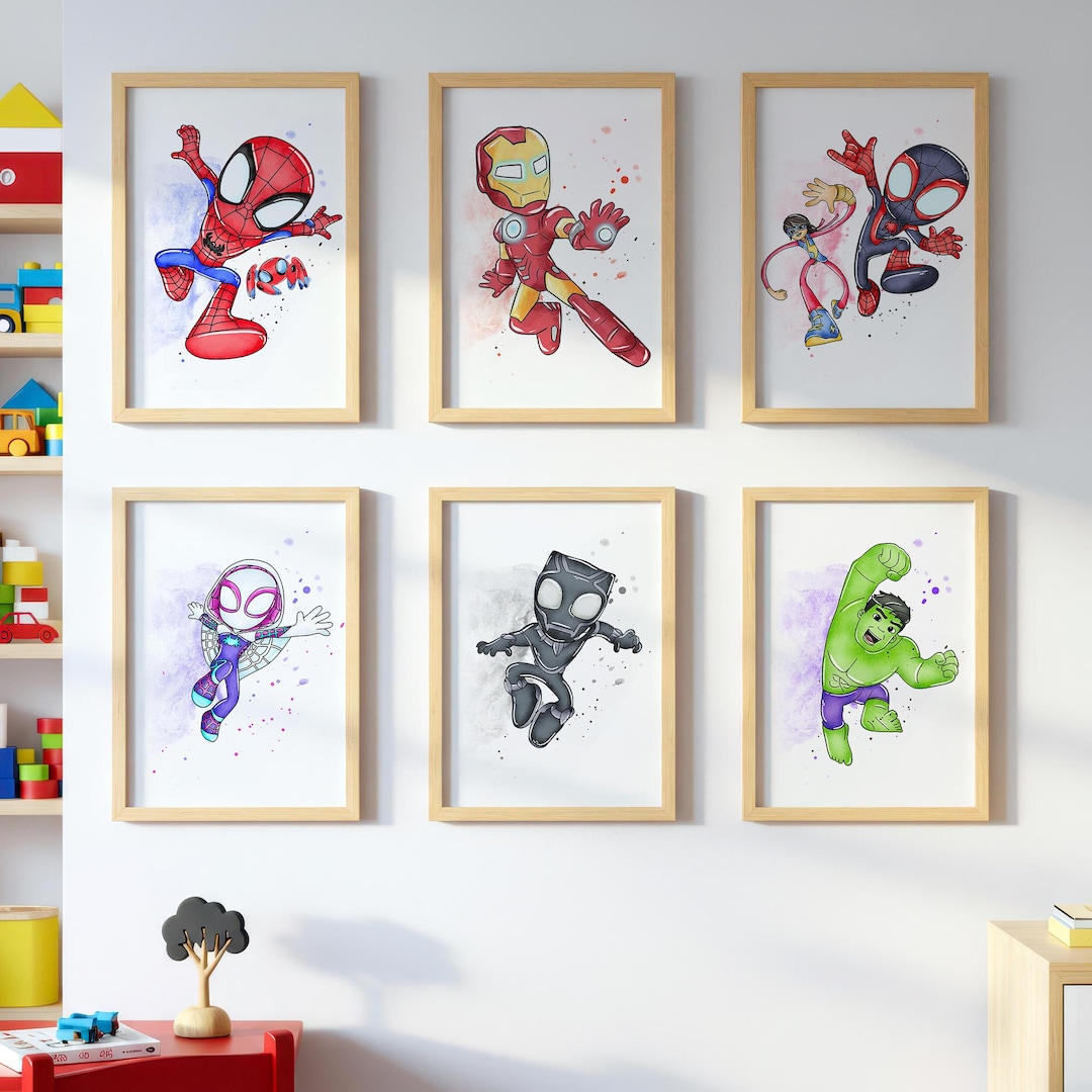 Spidey and His Amazing Friends WALL ART Prints, Gallery Wall Art, Set ...