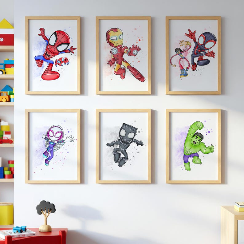 Spidey and His Amazing Friends WALL ART Prints, Gallery Wall Art, Set ...
