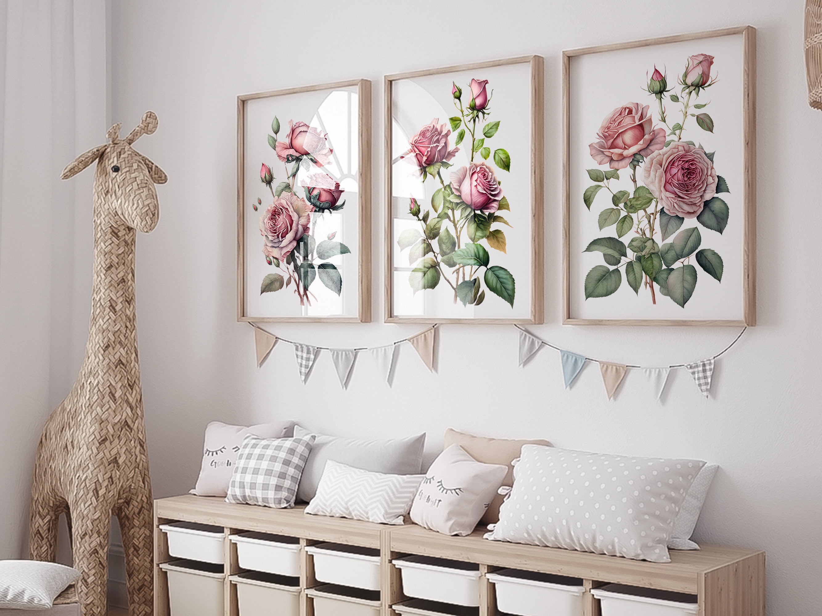 Watercolor Vintage Pink Rose Clipart Vintage Lady PNG - Etsy