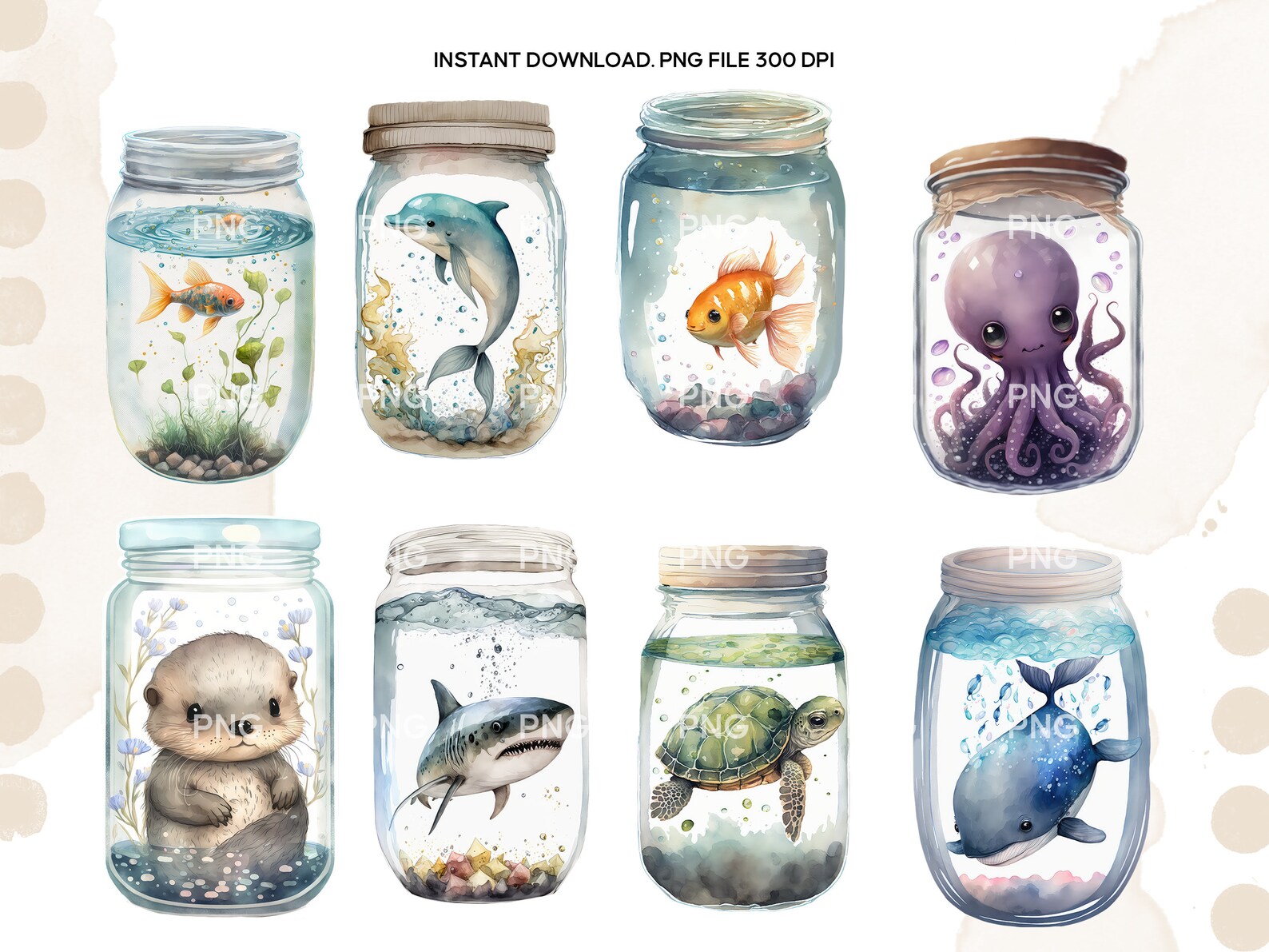 Fish Clipart, Watercolor Fish Under the Sea Clip Art, Dolphin Clipart ...