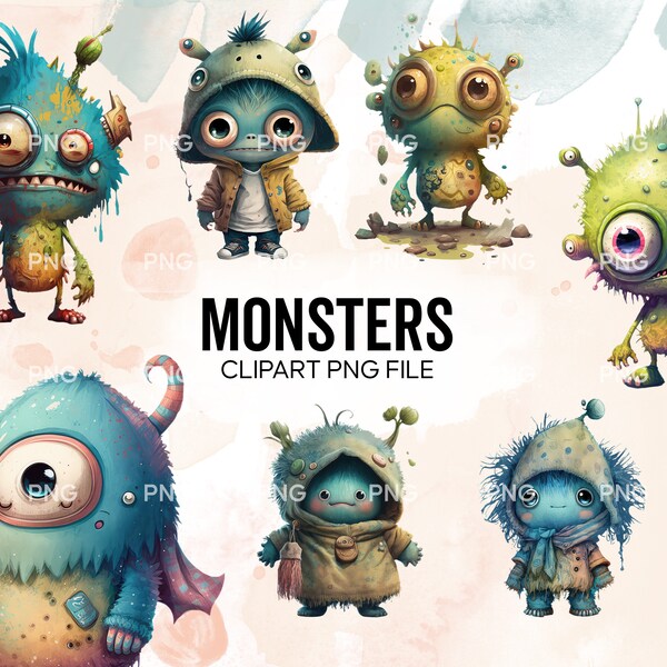 Little Monsters Clipart - Etsy
