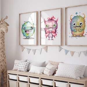 9 Cute Little MONSTER Clipart With Watercolor Illustration BA131 - Etsy