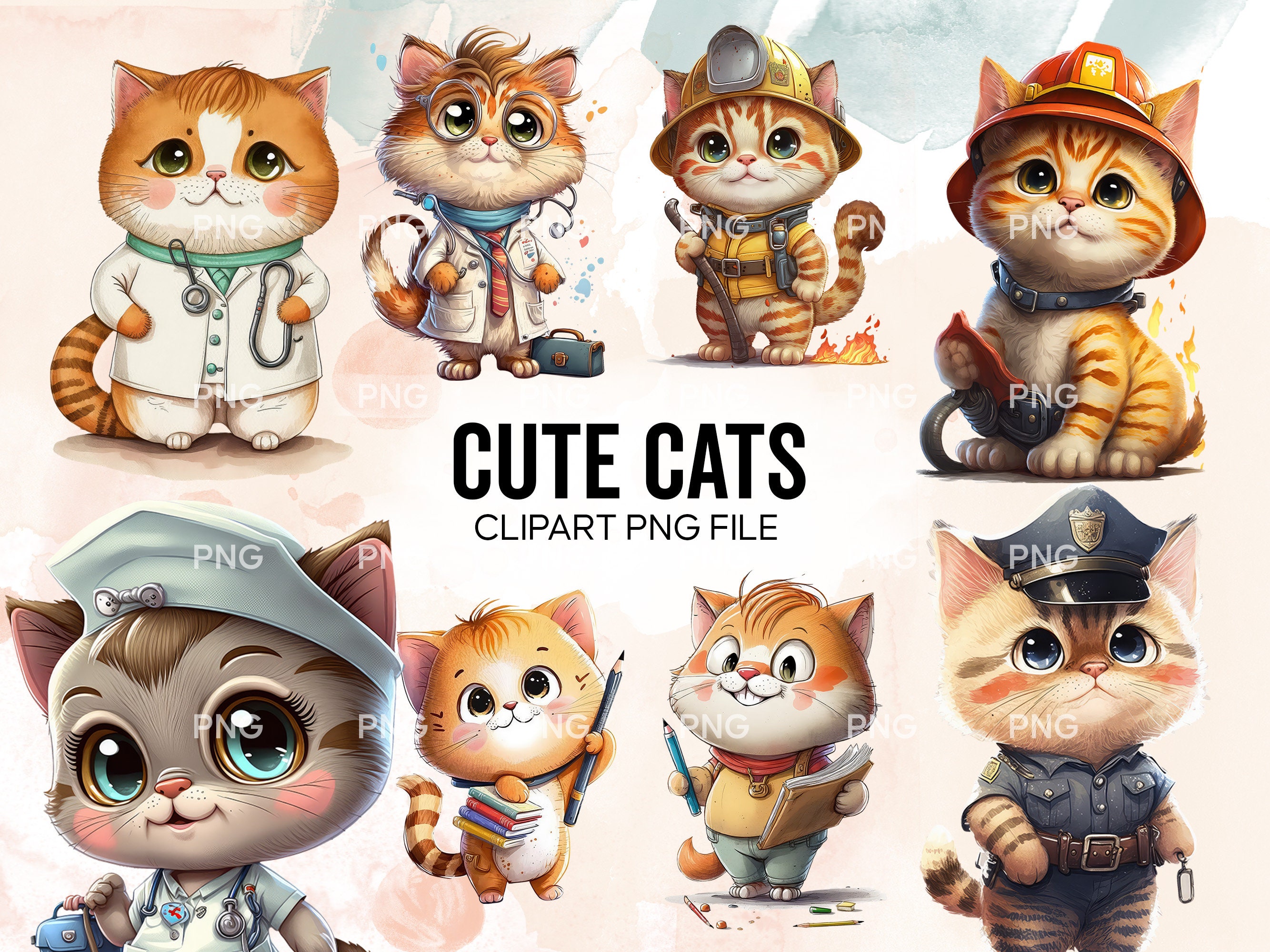 Adorable Cats Clipart Set for Nursery Decor and More Get Instant ...