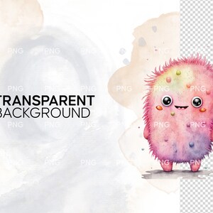 9 Cute Little MONSTER Clipart With Watercolor Illustration BA131 - Etsy